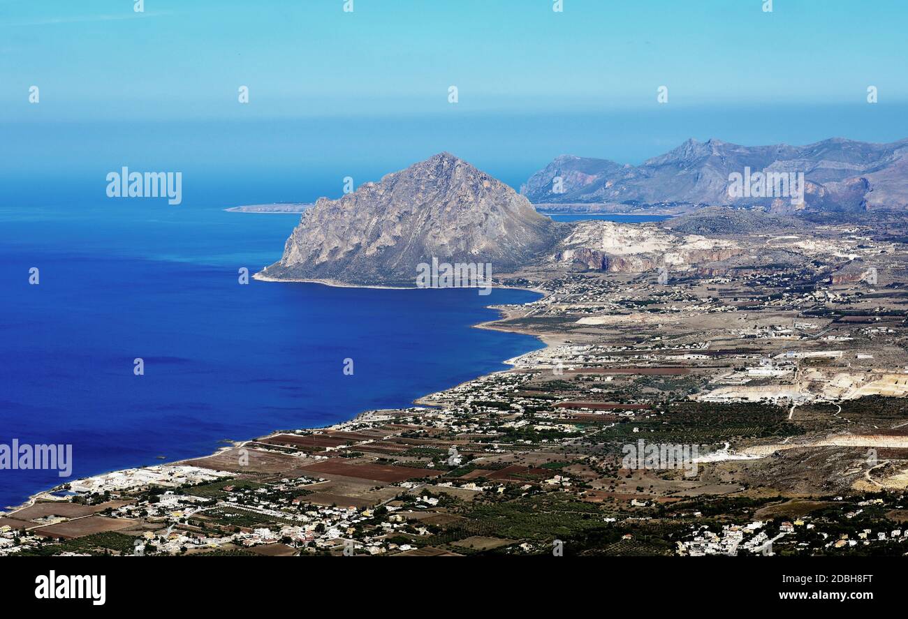 Bay and Mount, Erice, Sicily, Italy ,View from erice Stock Photo - Alamy