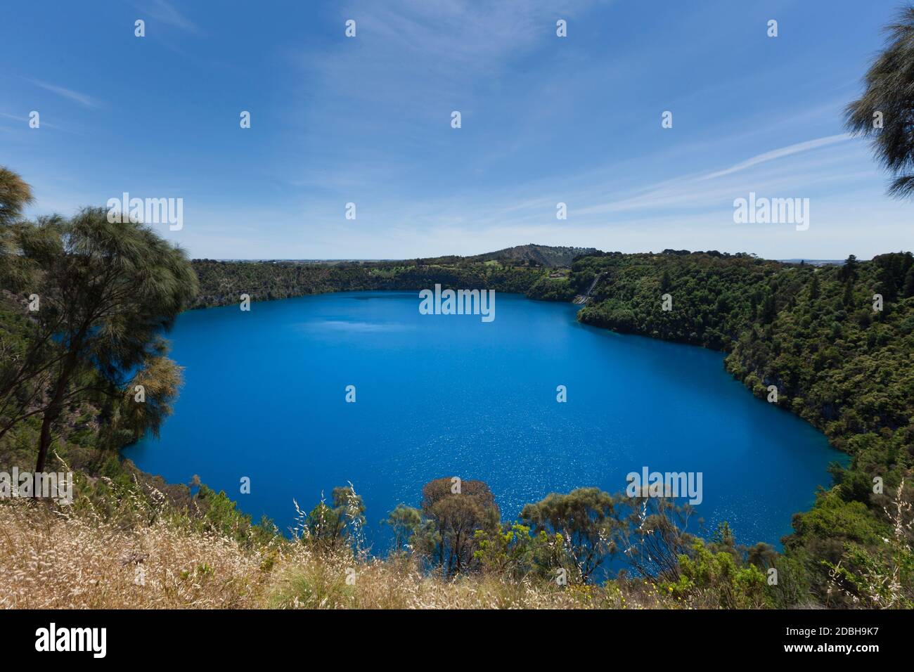 Panorama view of Blue Lake, a volcanic crater at Mount Gambier-South ...