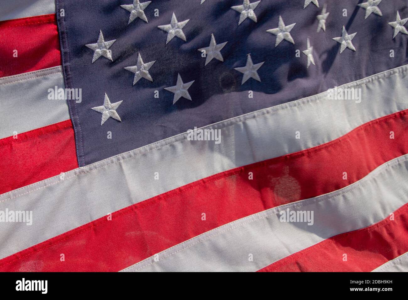 American flag waving in the wind. Close up Stock Photo - Alamy
