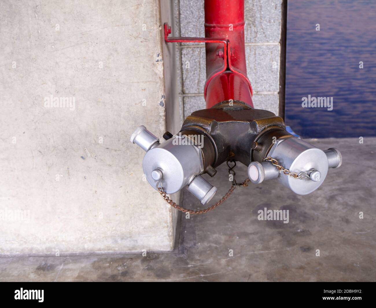 red water pipe and fire valve system control fighting panel Stock Photo ...