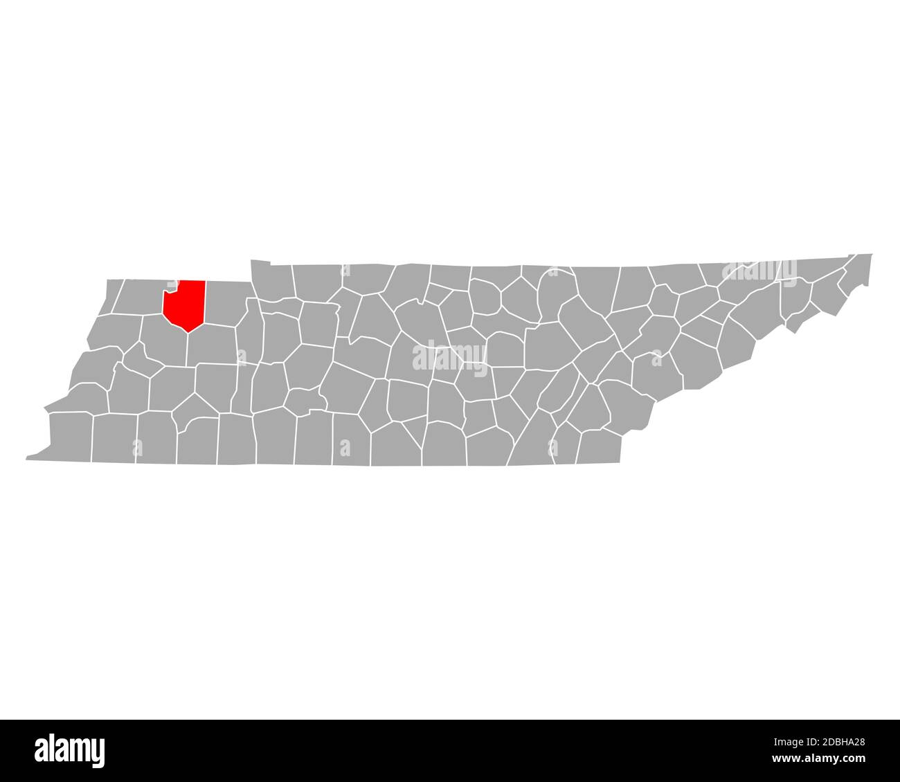 Map of Weakley in Tennessee Stock Photo - Alamy