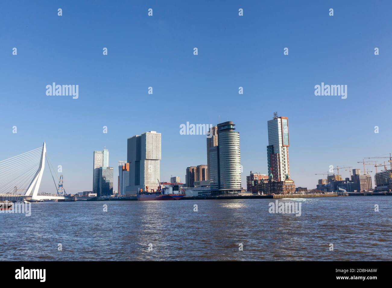 Rotterdam, Netherlands. City skyline on a beautiful sunny day. - Image ...