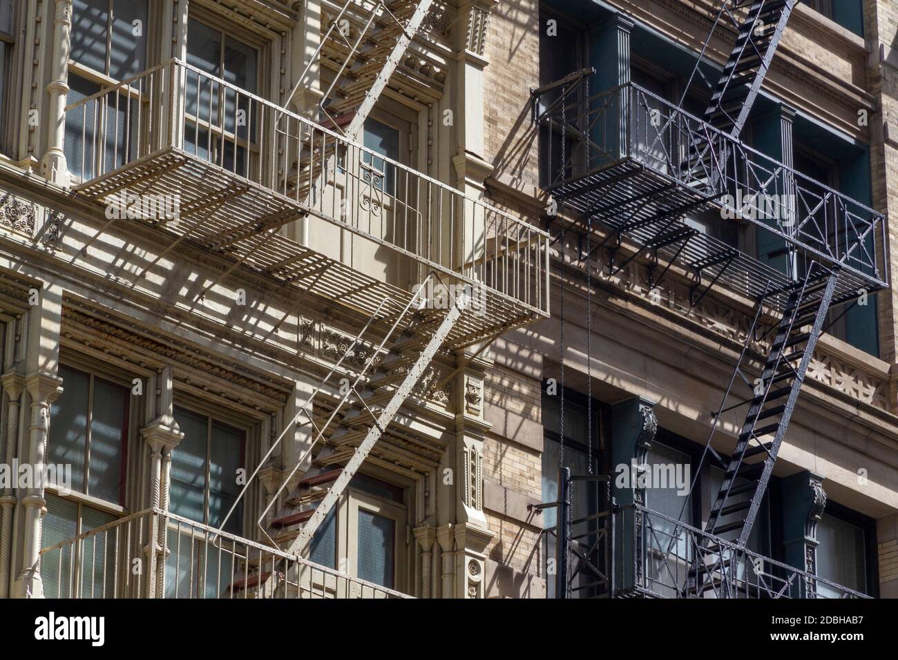 New York Fire escape stairs-downtown back alley architecture-steel and ...