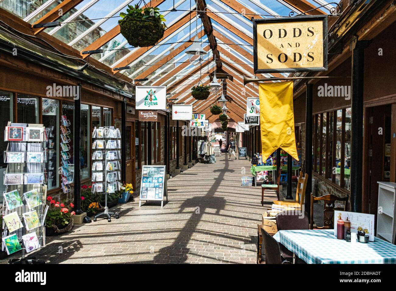 Interior of Great Torrington Pannier Market, Shops and Glass Roof ...