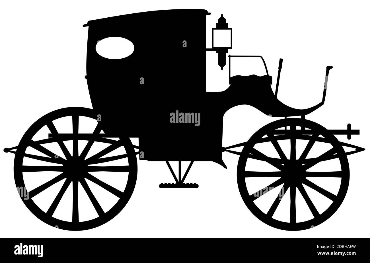A typical Victorian or Georgian style carriage in silhouette Stock ...