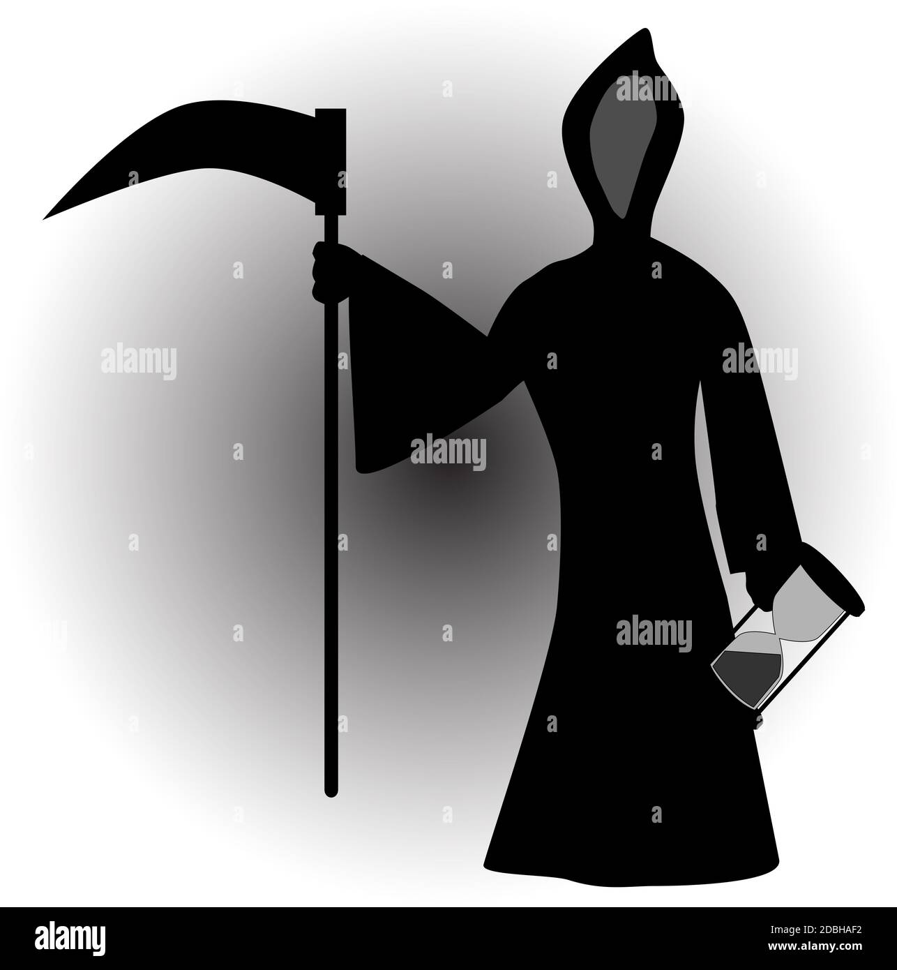 Old father time with hour glass and scythe isolated over white Stock ...