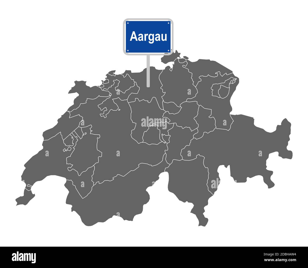 Landkarte der Schweiz mit Ortsschild von Aargau Stock Photo - Alamy