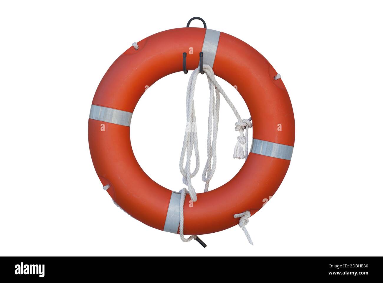 Isolated Lifebuoy Or Life Preserver With Rope On White Background Stock ...