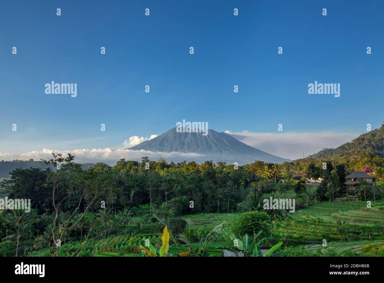 Agung volcano on the sunrise, Bali island in Indonesia Stock Photo - Alamy