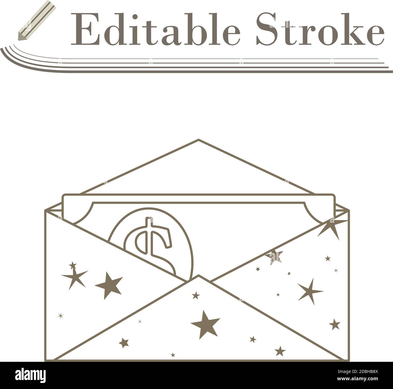 Birthday Gift Envelop Icon With Money. Editable Stroke Simple Design ...