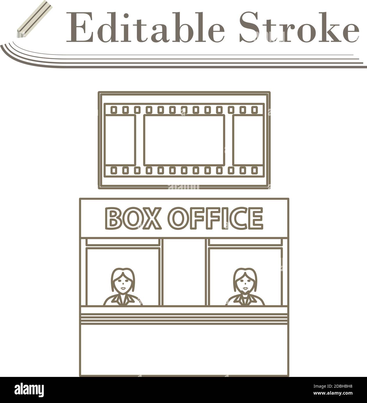 Box Office Icon. Editable Stroke Simple Design. Vector Illustration ...