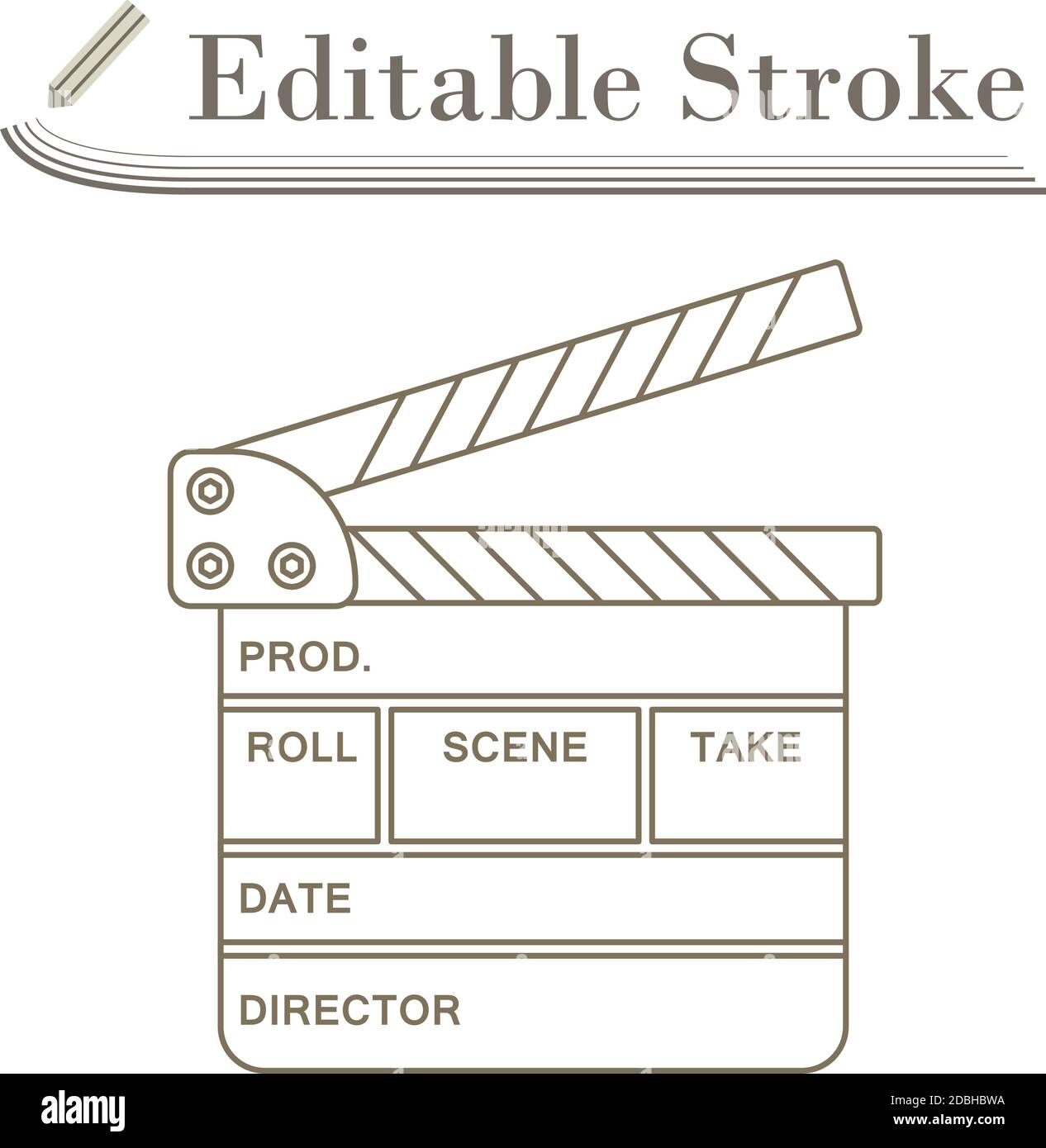 Movie Clap Board Icon. Editable Stroke Simple Design. Vector ...