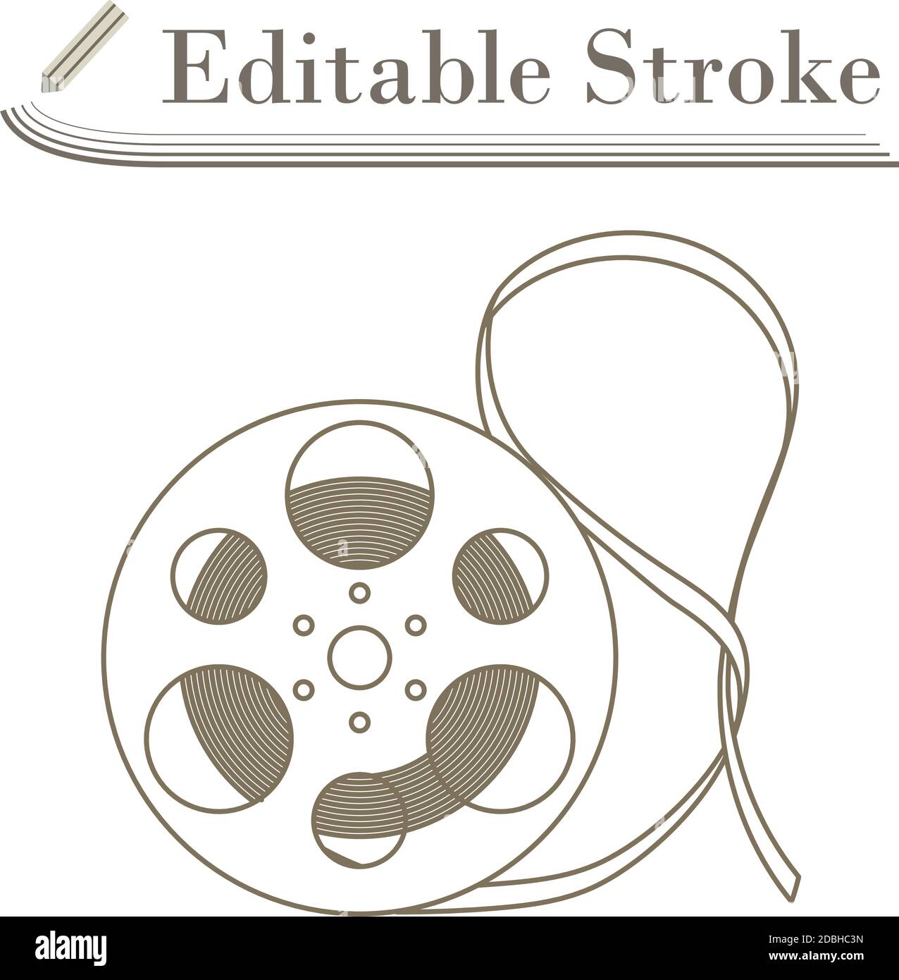 Movie Reel Icon. Editable Stroke Simple Design. Vector Illustration ...