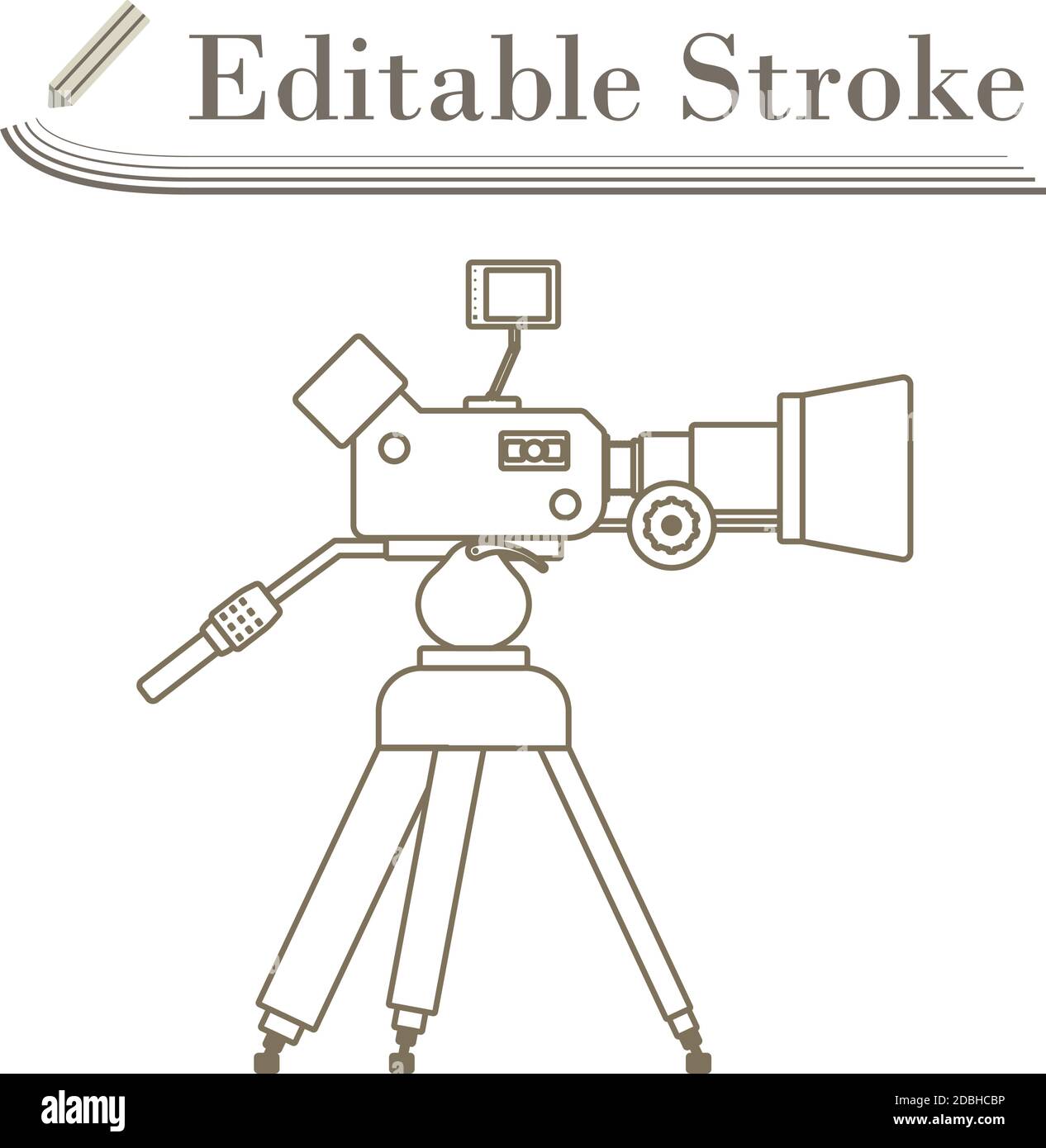 Movie Camera Icon. Editable Stroke Simple Design. Vector Illustration ...