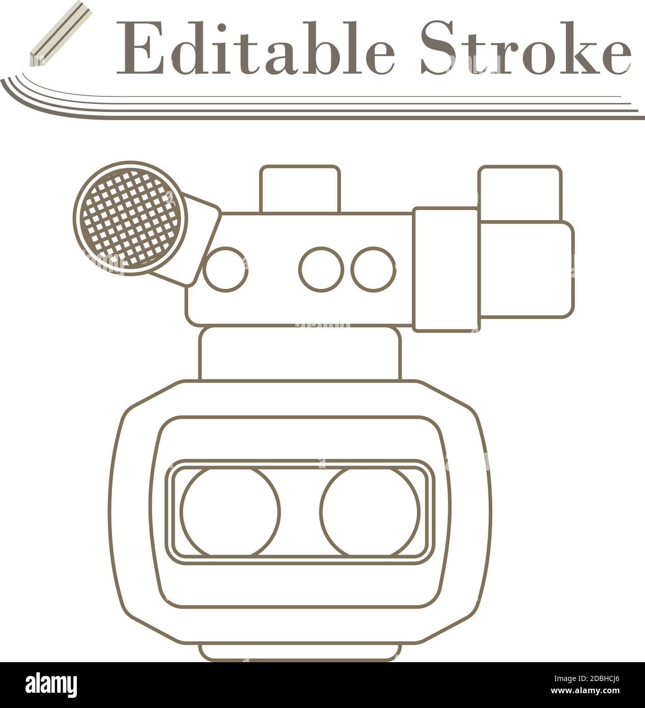 3d Movie Camera Icon. Editable Stroke Simple Design. Vector ...