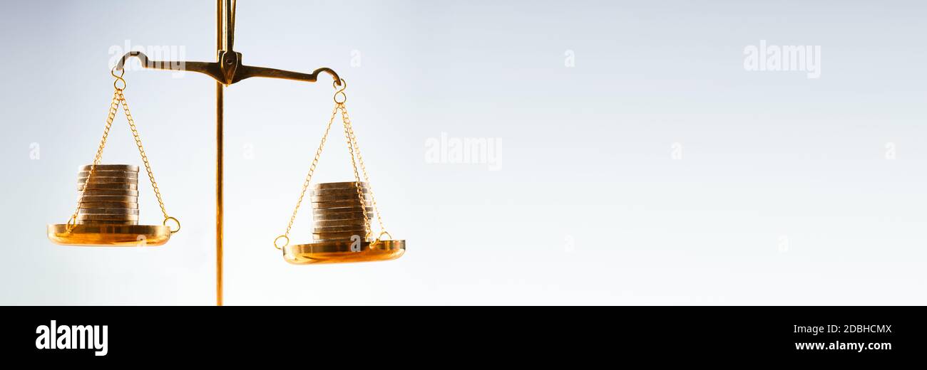 Money Justice Scales Weighing. Payment Balance And Tax Stock Photo - Alamy