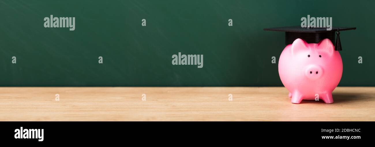 Graduate Piggy Bank. College And School Education Budget Stock Photo ...