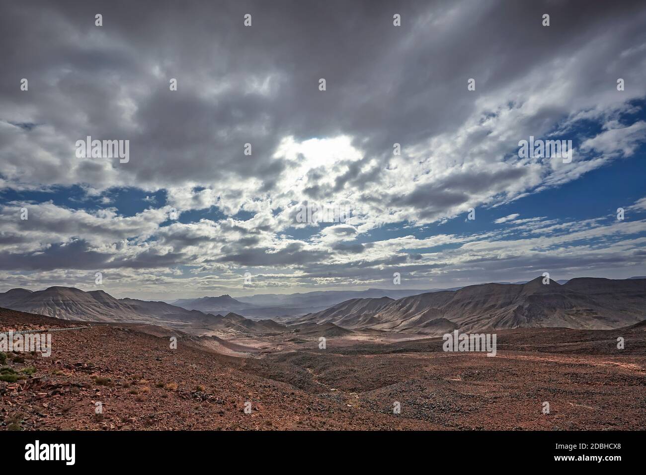 Landscape with road and mountains in the Zagora region, Morocco Stock ...