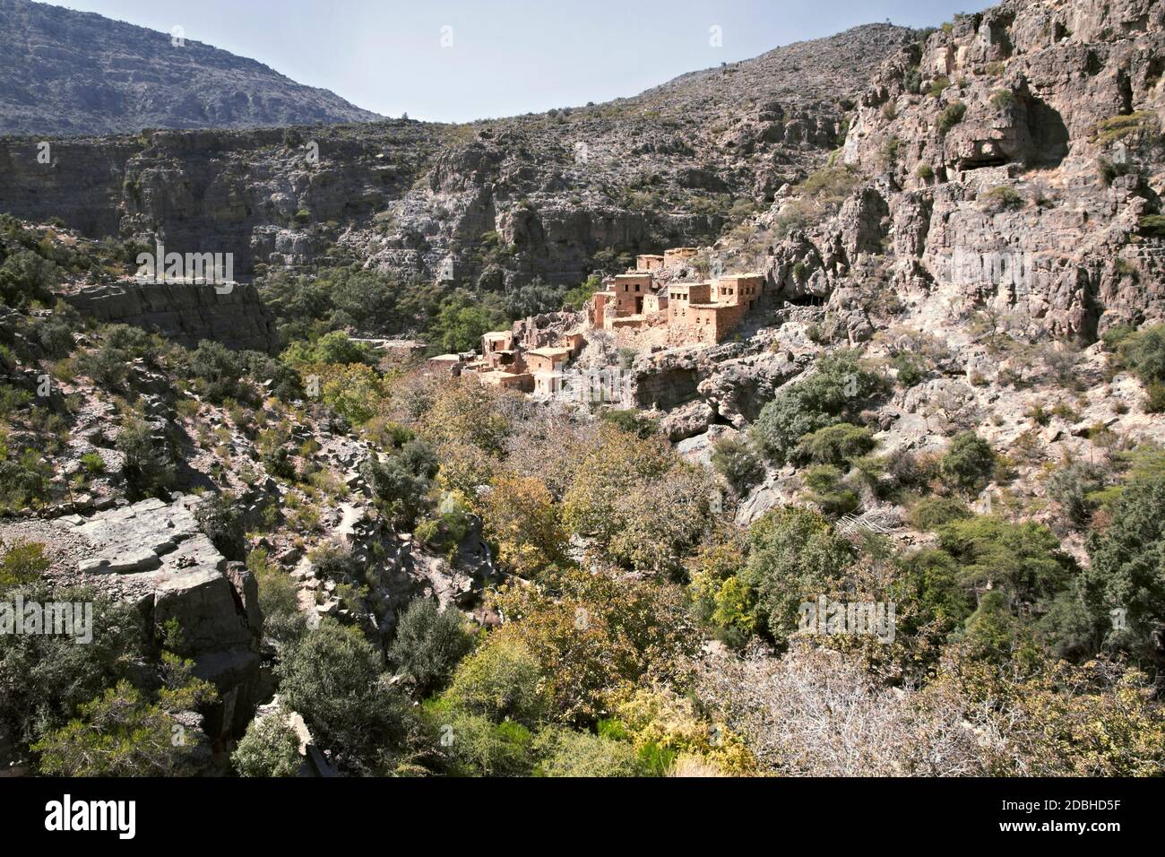 View of ruins of an abandoned village at the Wadi Bani Habib at the ...