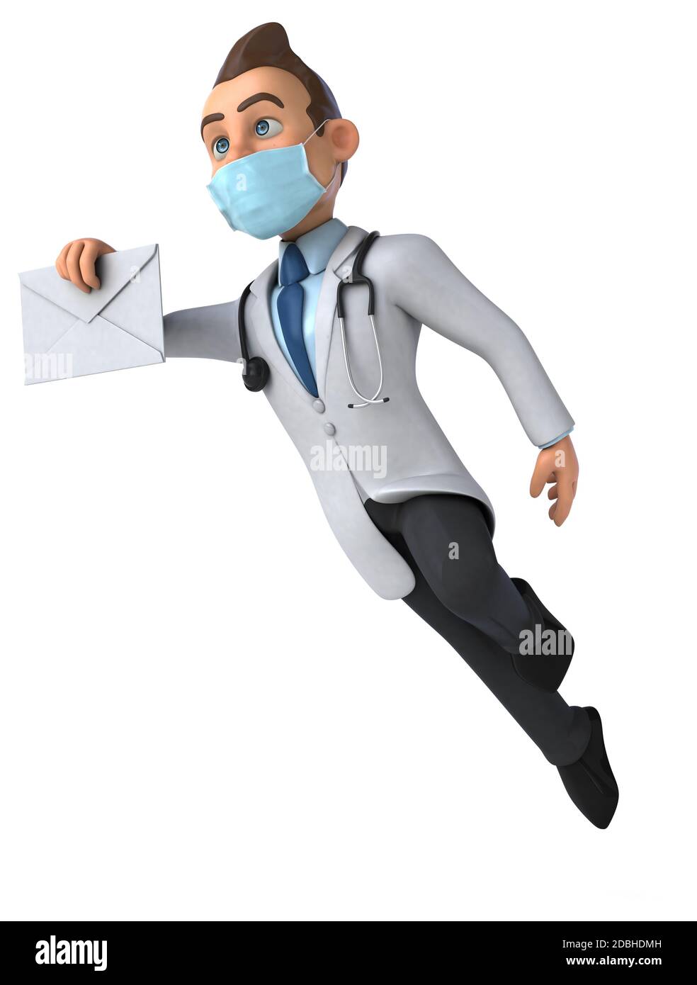 Fun cartoon doctor character with a mask Stock Photo - Alamy