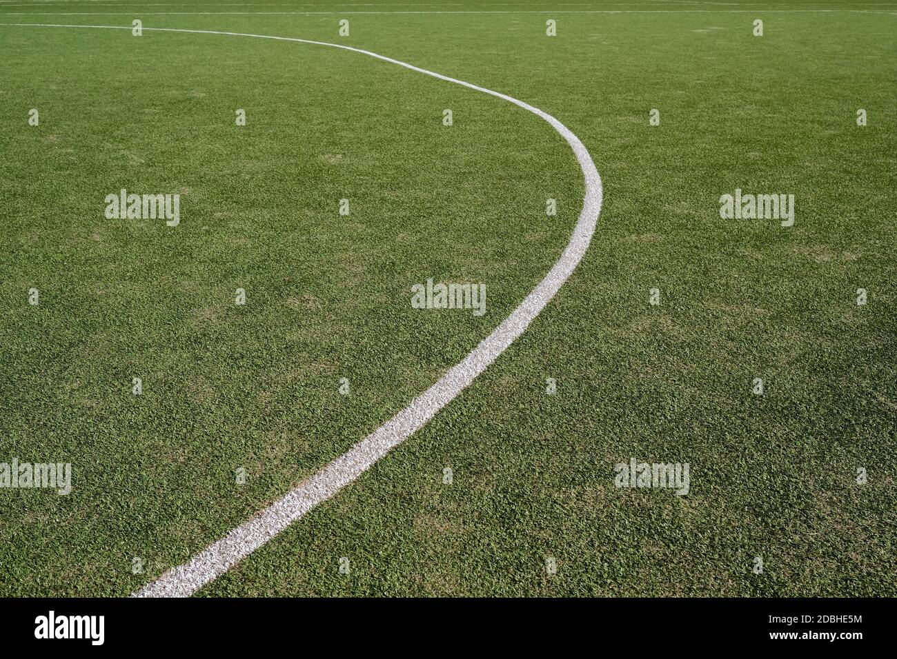White stripe on a bright green artificial grass soccer field Stock ...