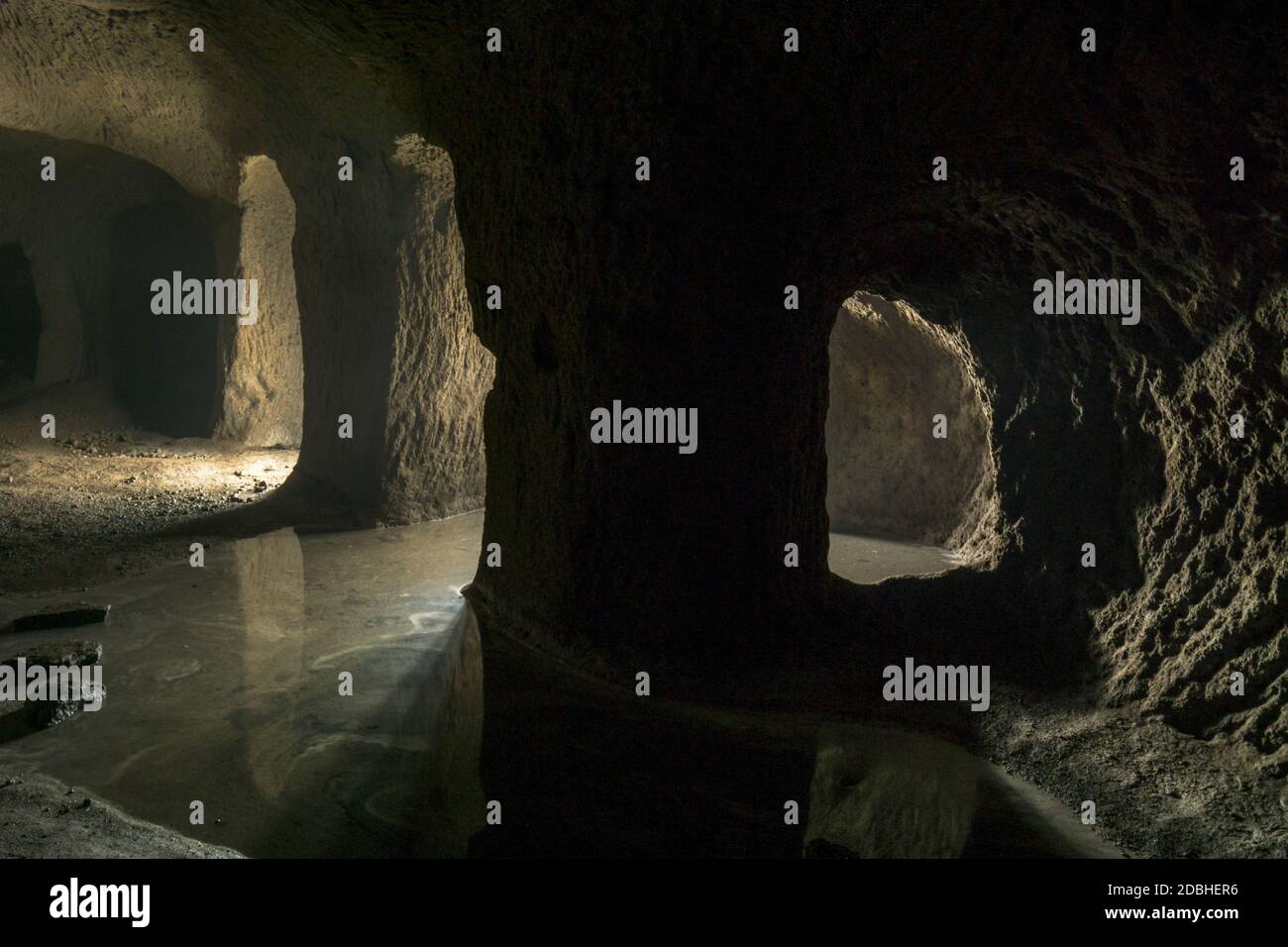 ancient tuff quarries excavated in the 19th century, now appear as ...