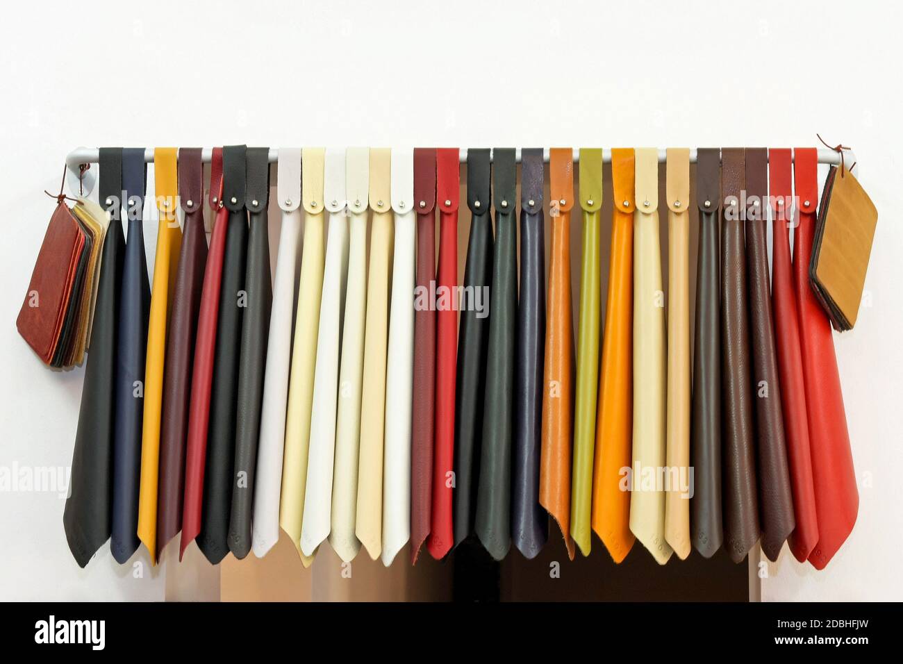 Natural shinny leather samples for fashion industry Stock Photo - Alamy