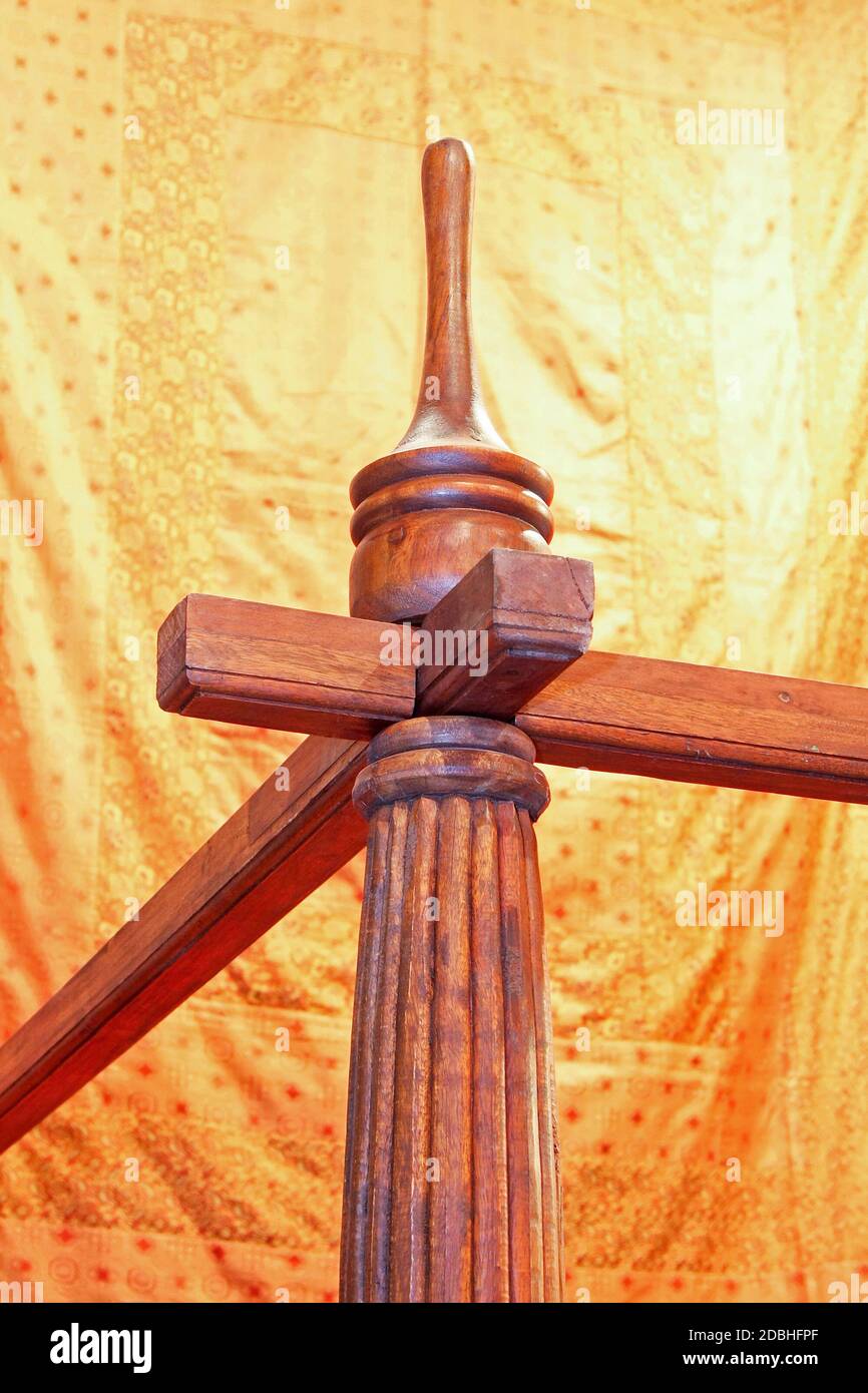 Big wooden column with pin on furniture Stock Photo - Alamy