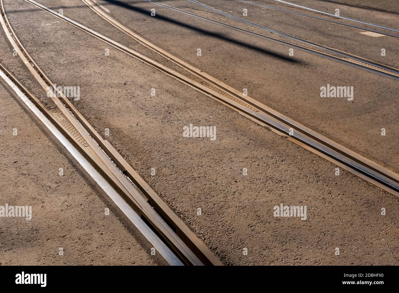 Tram tracks crossing each other. close up Stock Photo - Alamy