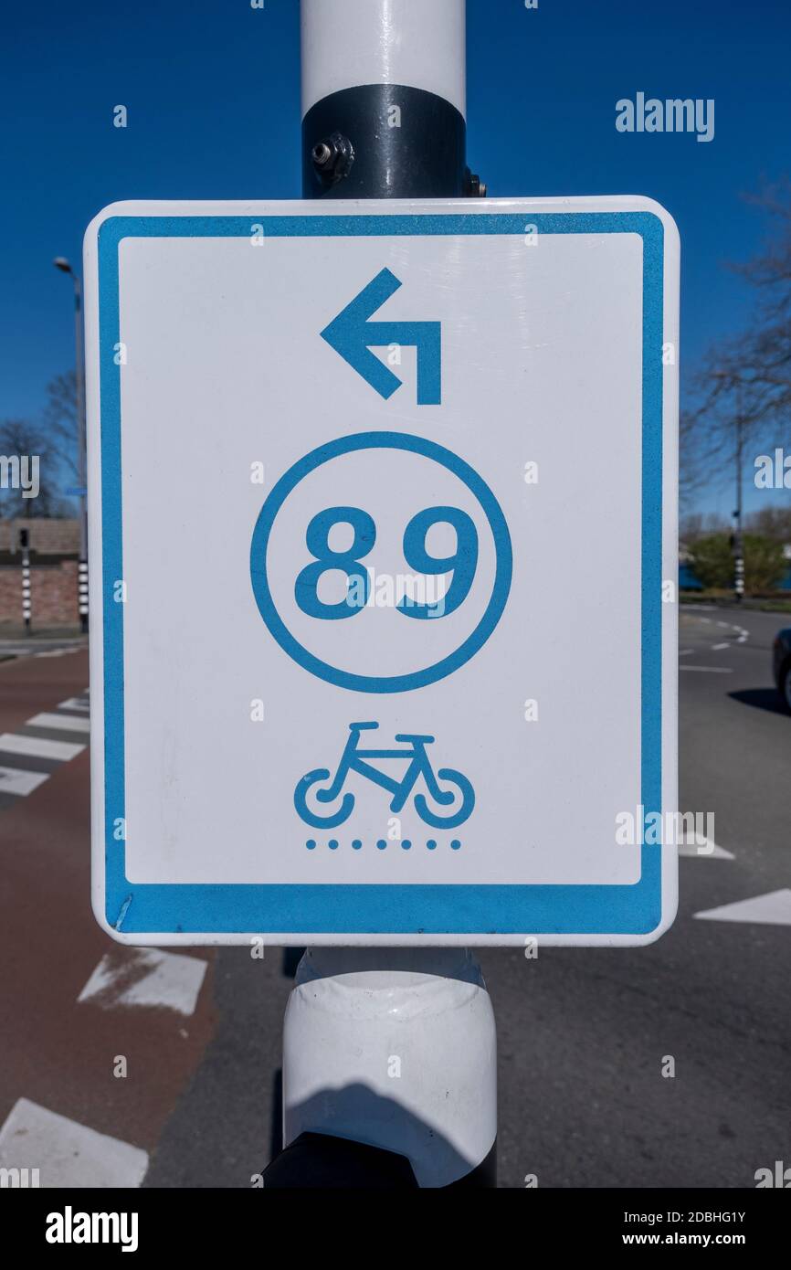 Bike route sign in the Netherlands Stock Photo - Alamy