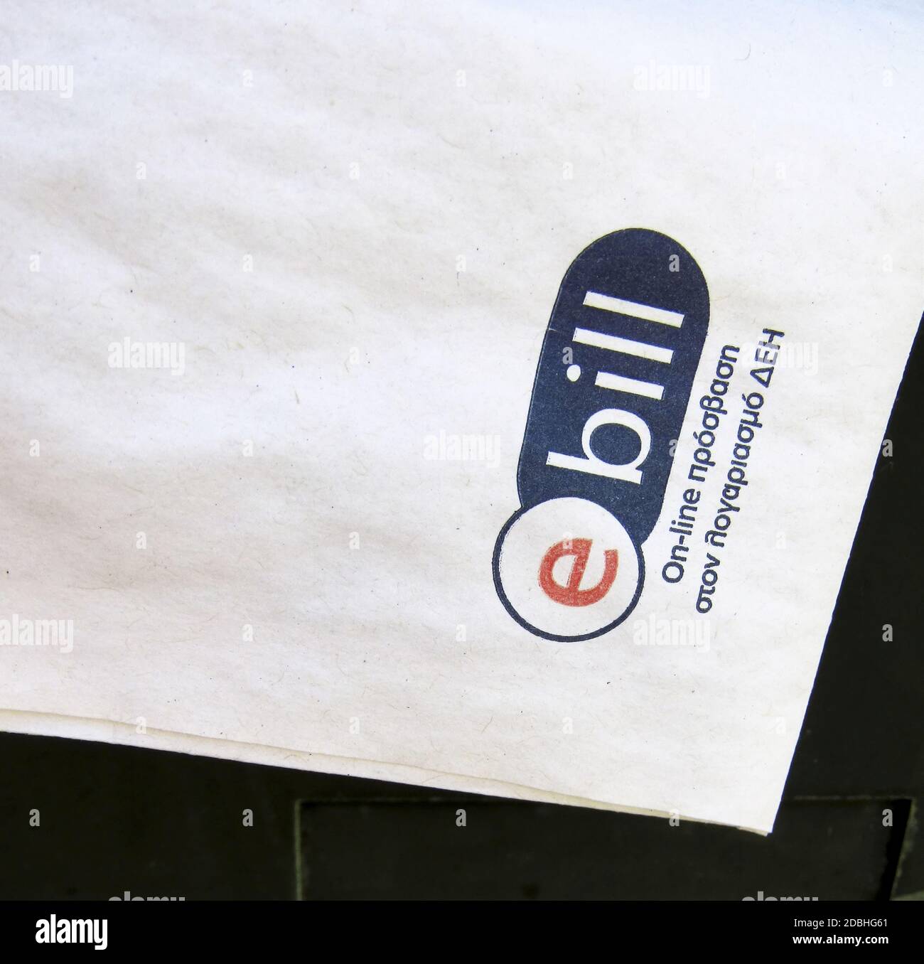 Electricity Bill Envelope, Crete, Greece Stock Photo - Alamy