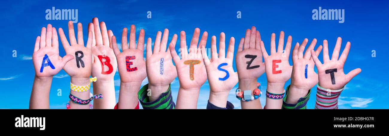 Children Hands Building Colorful German Word Arbeitszeit Means Working ...