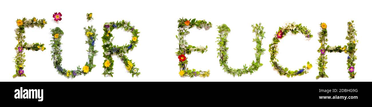 Flower, Branches And Blossom Letter Building German Word Fuer Euch ...