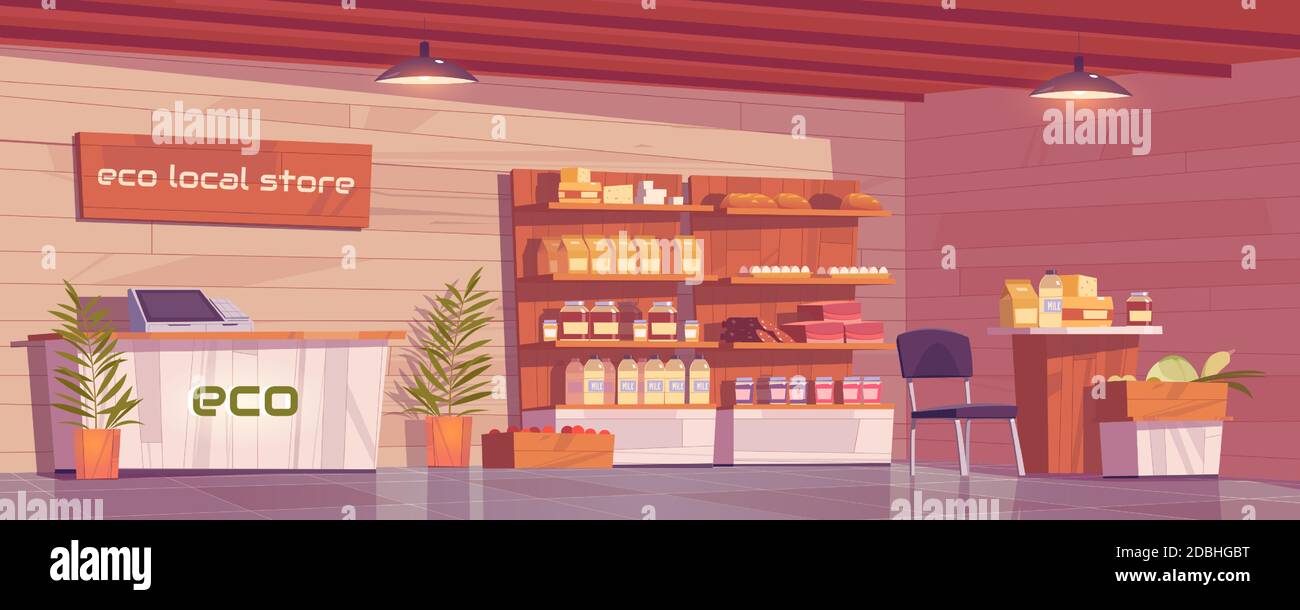 Cartoon interior grocery store hi-res stock photography and images - Alamy