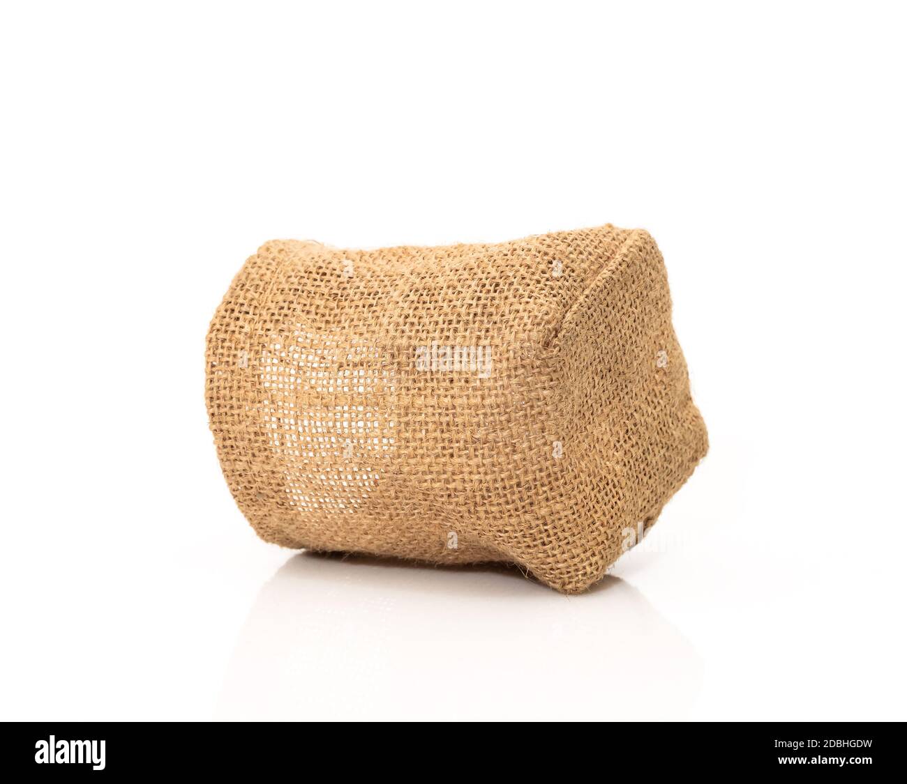 Empty burlap sack bag on white background Stock Photo - Alamy