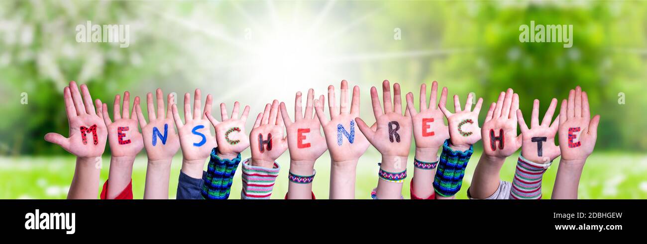 Children Hands Building Colorful German Word Menschenrechte Means Human ...