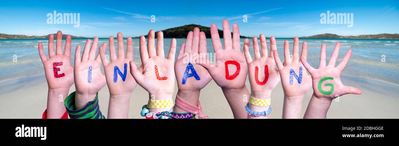 Children Hands Building Colorful German Word Einladung Means Invitation ...