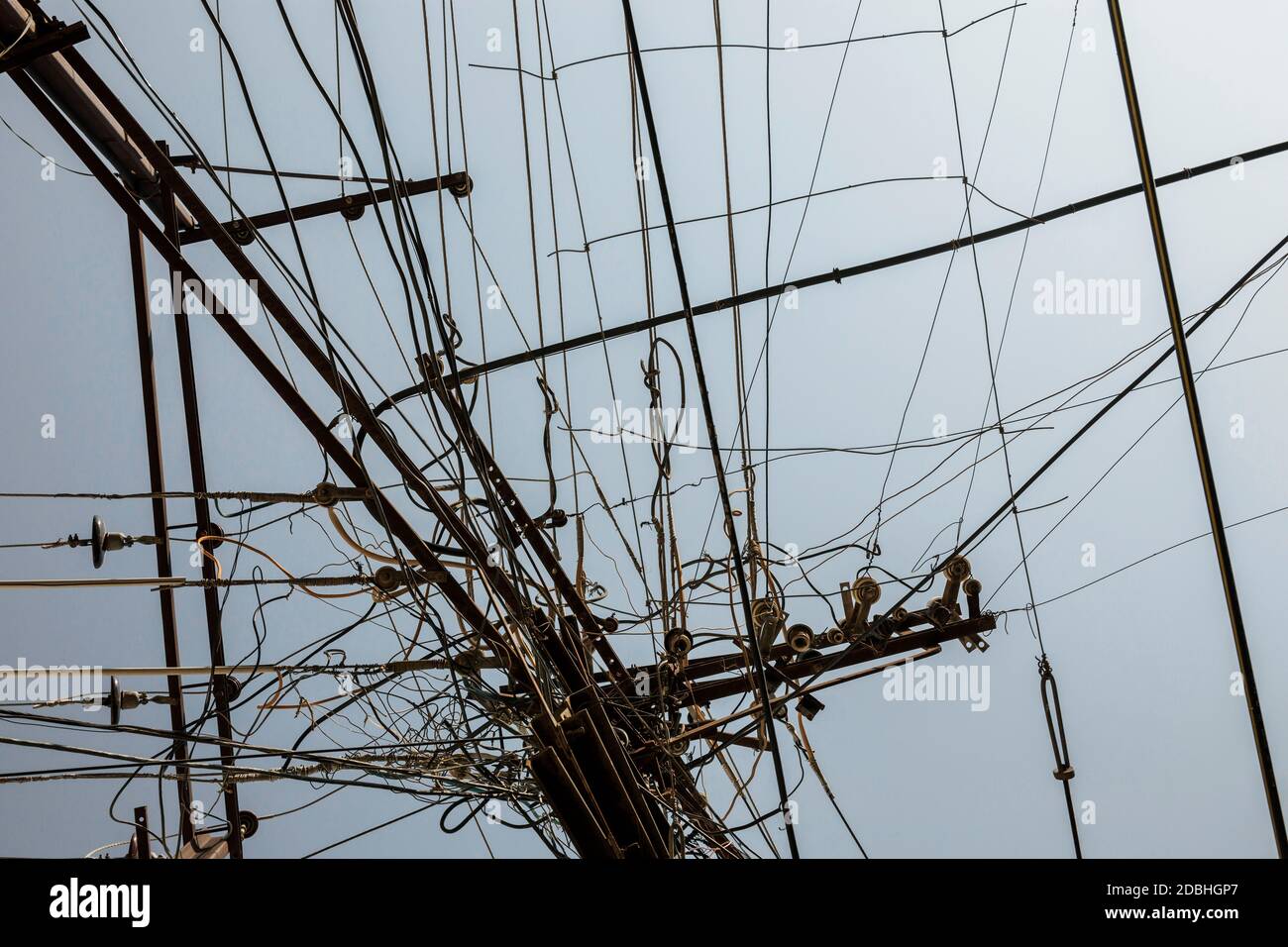 Electricity wire tangle post due to poor planning on installing the ...