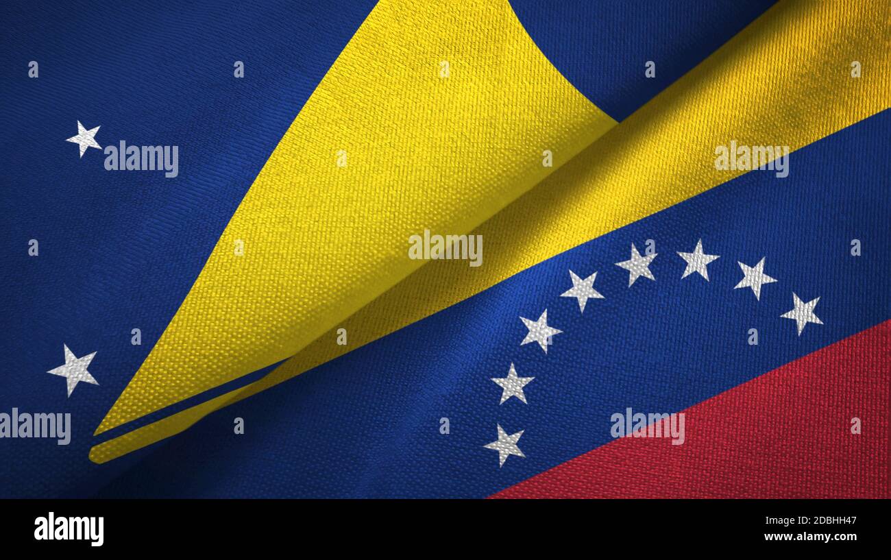 Tokelau and Venezuela two flags textile cloth, fabric texture Stock ...