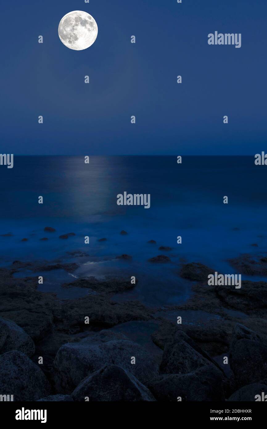 Moonlight lake shore night hi-res stock photography and images - Alamy