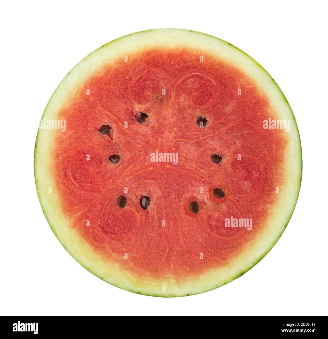 Ripe single full watermelon berry isolated on white background. One ...