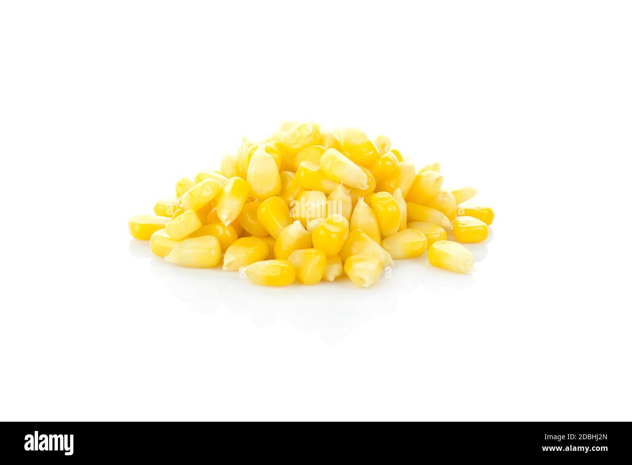 Sweet whole kernel corn on white background Stock Photo - Alamy