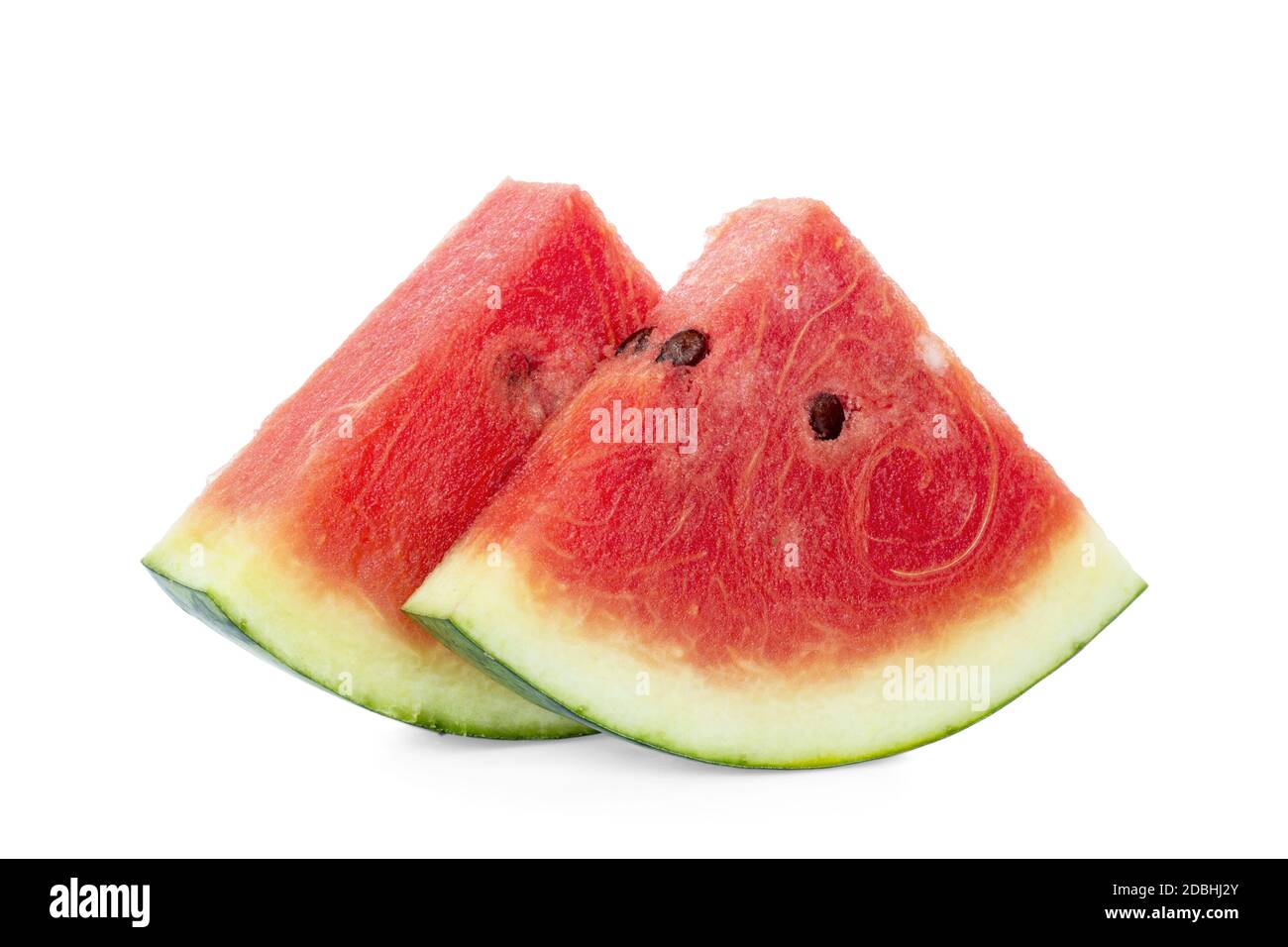 Ripe single full watermelon berry isolated on white background. One ...