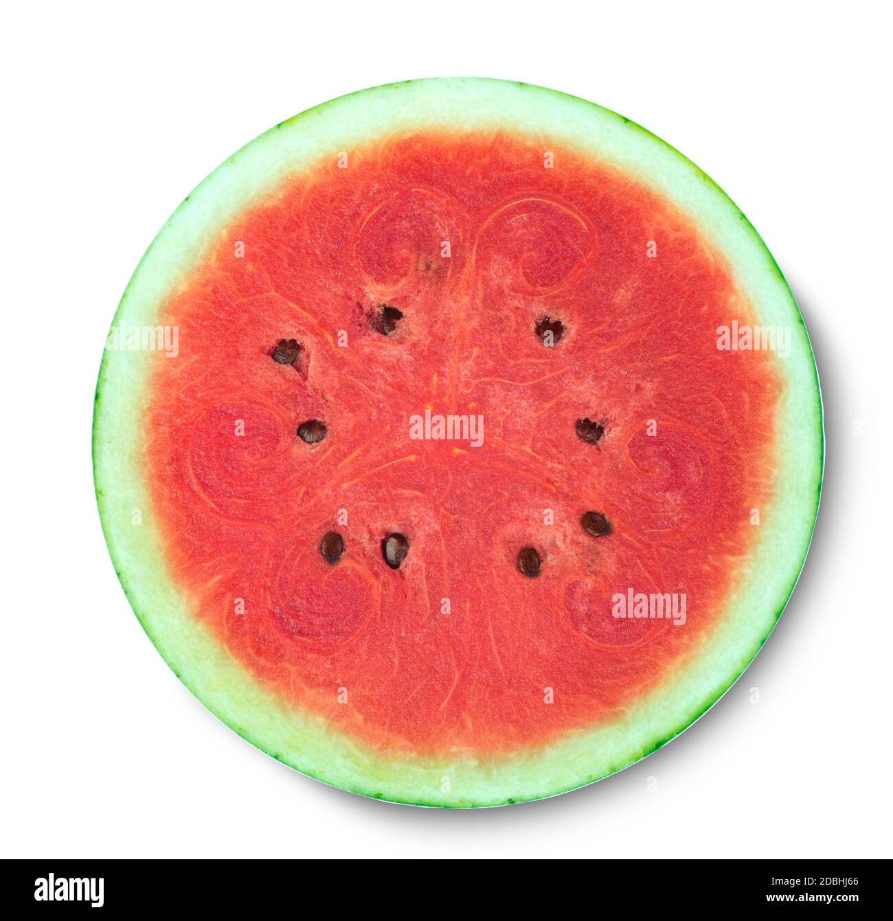 half of fresh watermelon isolated on white background, flat lay, top ...