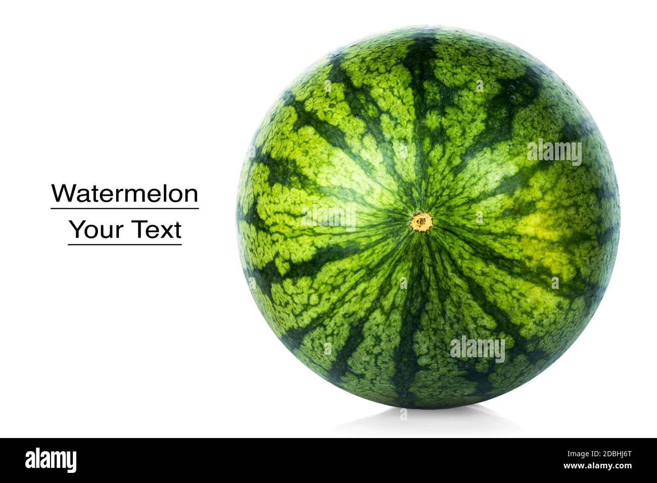 Ripe single full watermelon berry isolated on white background. One ...