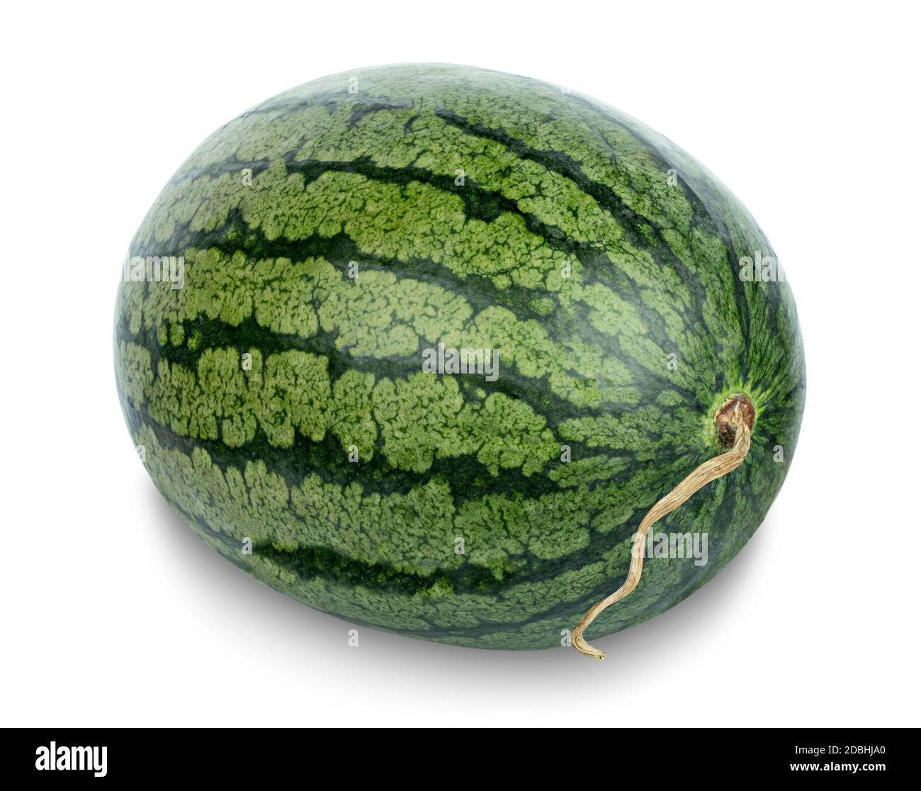 Ripe single full watermelon berry isolated on white background. One ...