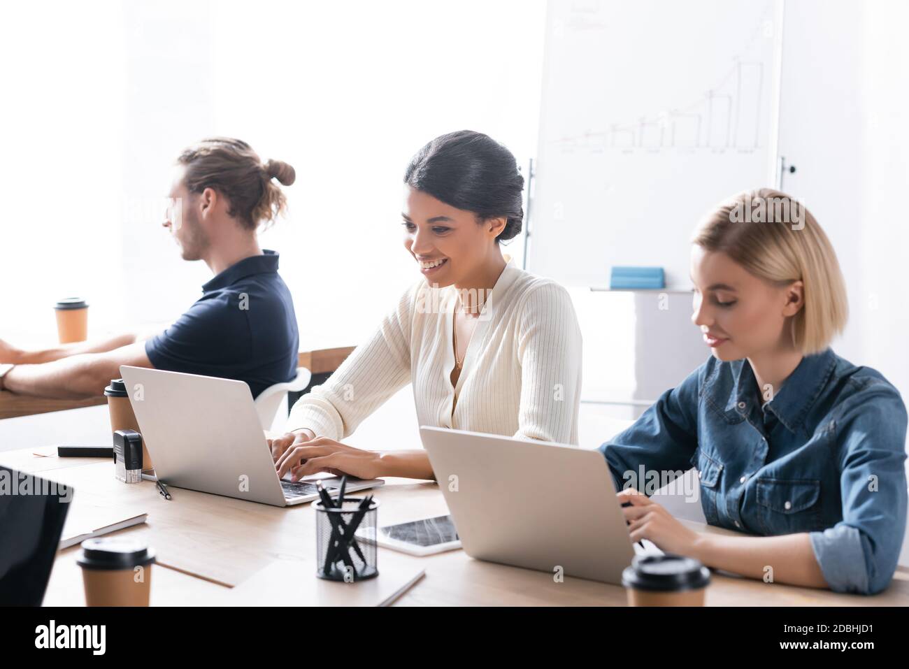 Office Workers At Desks Woman High Resolution Stock Photography and ...