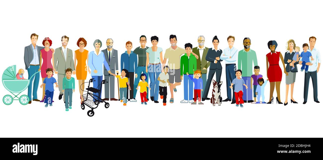 Happy families with children, parents and grandparents Stock Photo - Alamy