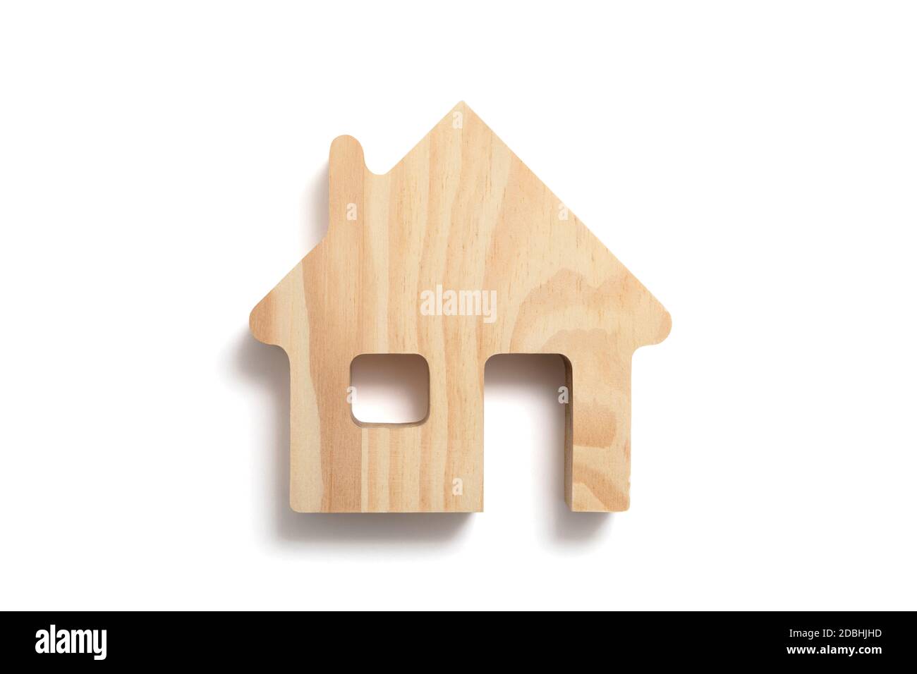 Wooden house shape on white background with clipping path Stock Photo ...