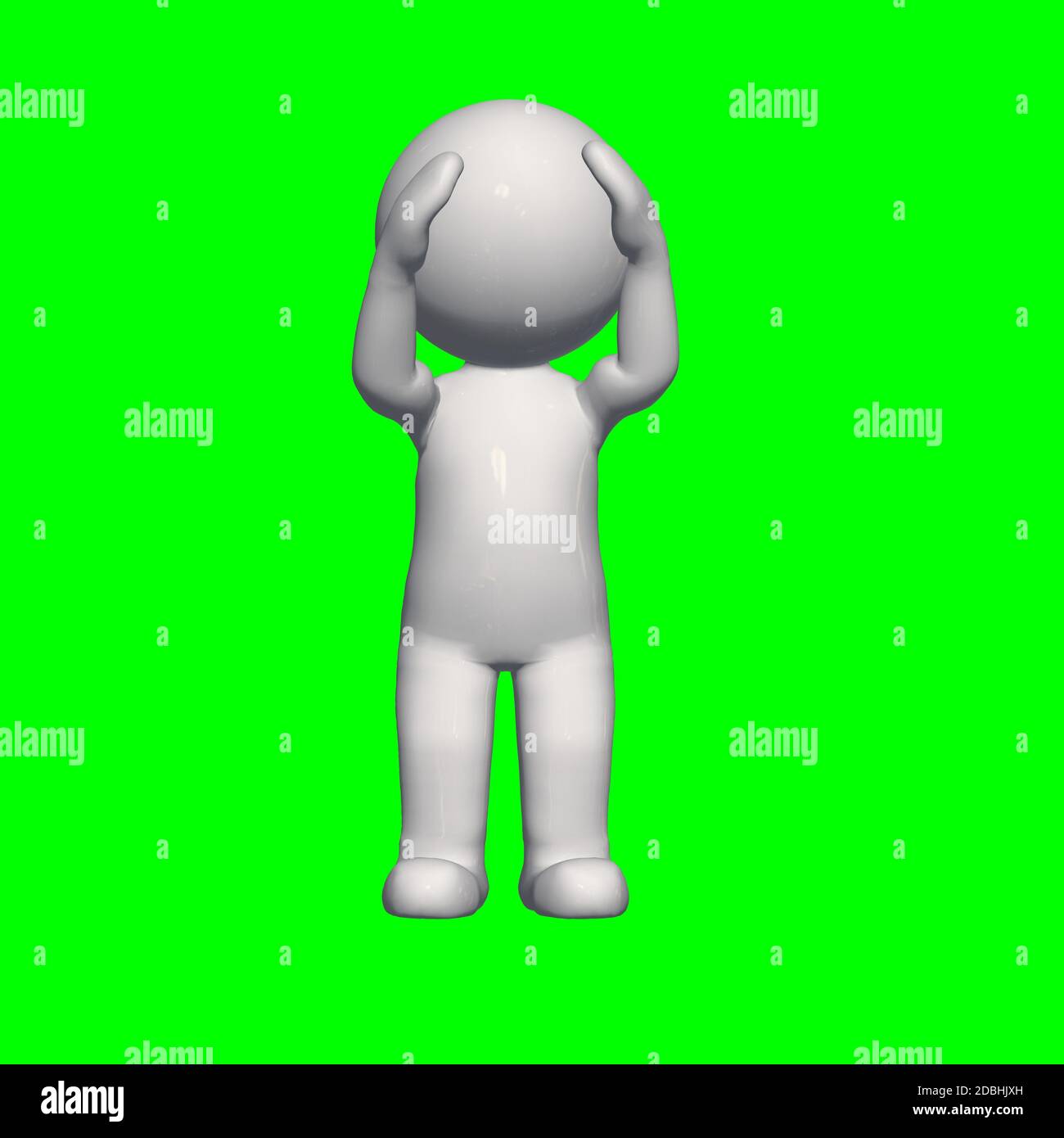 3D people in different poses - fear - on green background Stock Photo ...